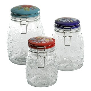 3-piece embossed jar set - Bed Bath & Beyond - 37557720