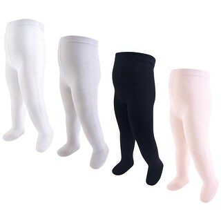 Hudson Baby Infant Girl Cotton Rich Tights, Light Pink Black - Bed Bath ...
