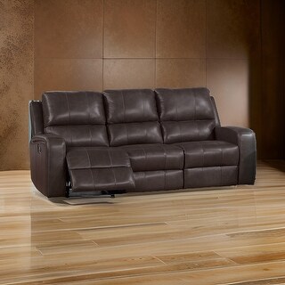 Elle 82 Inch Sofa, Dual Manual Recliner, Cushioned Seat, Brown Real ...