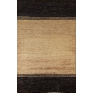 Solid Gabbeh Oriental Area Rug Hand-knotted Wool Carpet - 5'8" x 8'1 ...