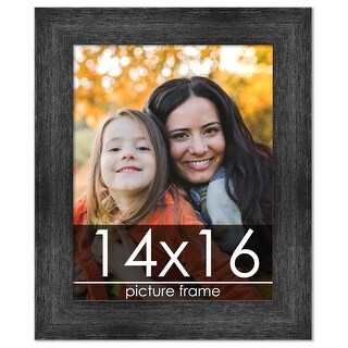 14x16 Distressed/Aged Black Wood Picture Frame - UV Acrylic, Foam Board ...