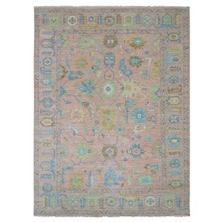 Shahbanu Rugs Rose Pink Oushak Weave and Design Hand Knotted Thick and ...