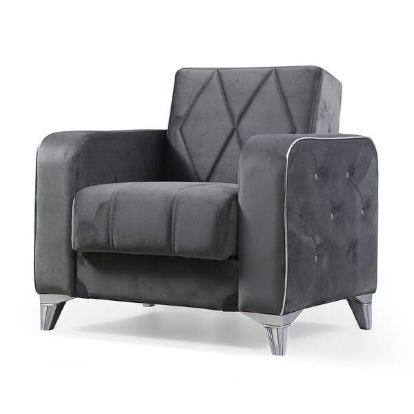 Taylor Modern Velvet Upholstered Tufted Convertible Arm Chair with ...