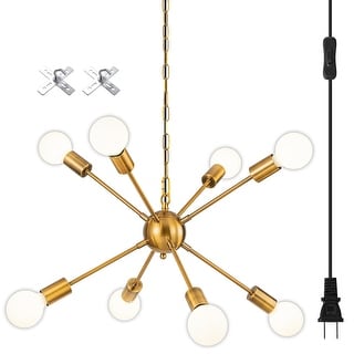 Plug-in Sputnik Chandeliers Gold, 8 Lights Modern Sputnik Lighting ...