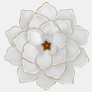 Multi layered Flower Wall Decoration - 20" - White and Gold - Bed Bath ...