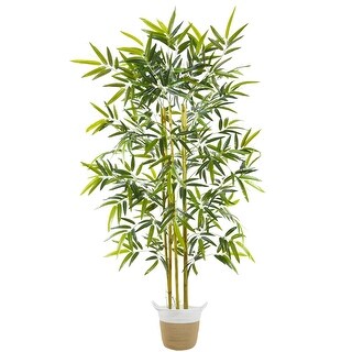 Artificial Bamboo Tree, 6ft Natural Bamboo Trunk Fake Greenery Plant w ...