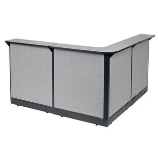 80"W x 80"D x 46"H L-Shaped Reception Station With Raceway, Gray ...