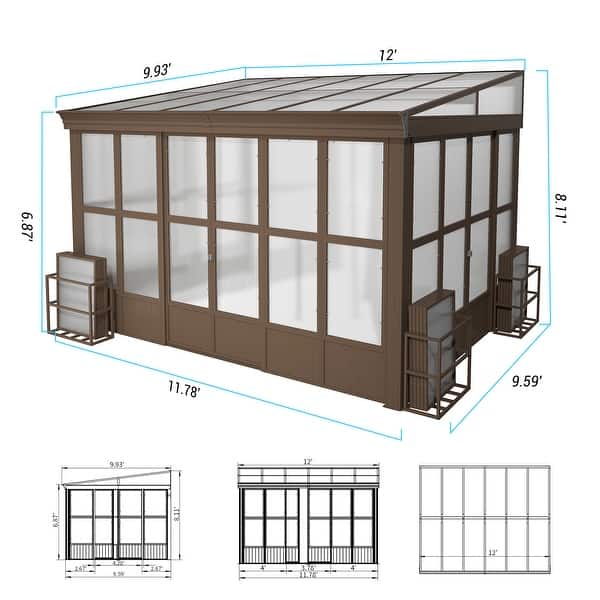Lean-to Sunroom 10x12FT, Wall Mounted Solarium - Bed Bath & Beyond ...