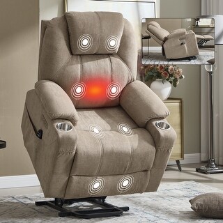Power Lift Recliner with Massage, Lumbar Heating, USB/Type-C Ports ...
