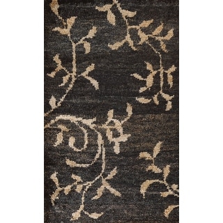 Abstract Black Area Rug Handmade Jute Carpet - 3'0