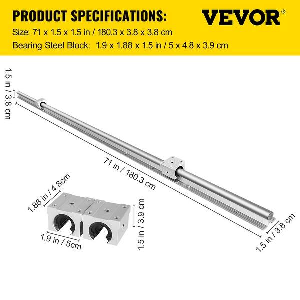 VEVOR Linear Rail SBR16-2000mm with 2PCS Linear Guide Rails&4 PCS ...