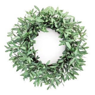 Olive Leaf Wreath 28inch D in Polyester and Twig with Rustic Greenery ...