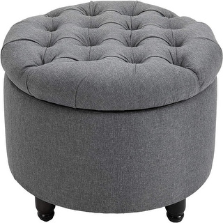 Round Fabric Storage Footstool Ottoman - Bed Bath & Beyond - 39688494