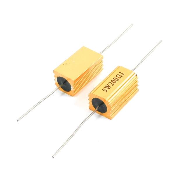 5W 200 Ohm Axial Gold Tone Heatsink Aluminum Clad Resistor 2 Pcs - Gold ...