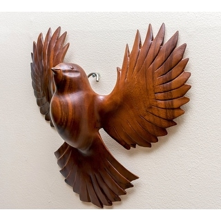 Wooden Hand Carved Starling Bird Wall Sculpture Art Decorative Statue ...