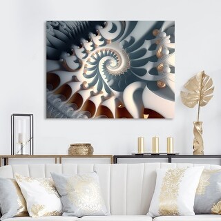 Designart "Fractal Nucleus In White VI" Modern Geometric Canvas Wall ...
