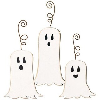 Happy Ghost Ornaments with Wire Hangers Set of 3 - 3" x 5.5" - Bed Bath ...