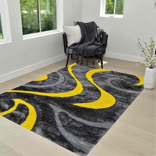 HR Yellow, Gray, Black shag Rug for Living Room Decor Rug Trends Bright ...