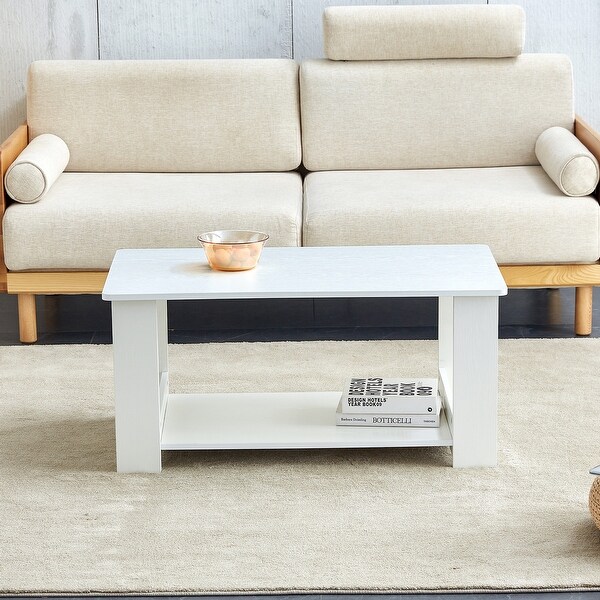 Double Layered Coffee Table Rectangular Center Table Versatile End Table with Open Storage Shelf for Living Room Bed Bath Beyond 41694035