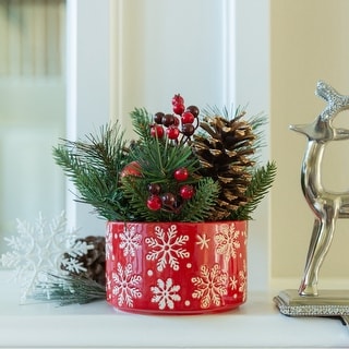 Xmas Mix in 5" Red Snowfrakes Ceramic - Bed Bath & Beyond - 32517566