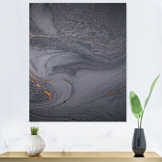 Designart "Dramatic Grey Monochrome Fluid Art IX" Abstract Canvas Wall ...