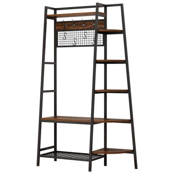 Entryway Hall Trees Closet Organizer with Hooks Black Vingta - Bed Bath ...