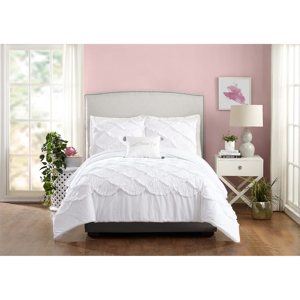 Jessica Simpson Ruffled Scallop Comforter Set - Overstock - 33046215