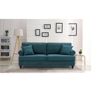 Luxurious Green Chenille Sofa - Rolled Arms Design - Bed Bath & Beyond ...