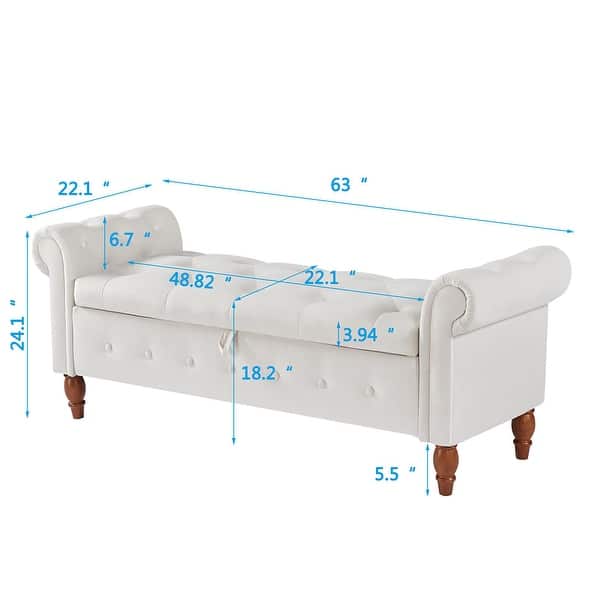 Multi-function Velvet End of Bed Storage Bench with Rolled Side Arms ...