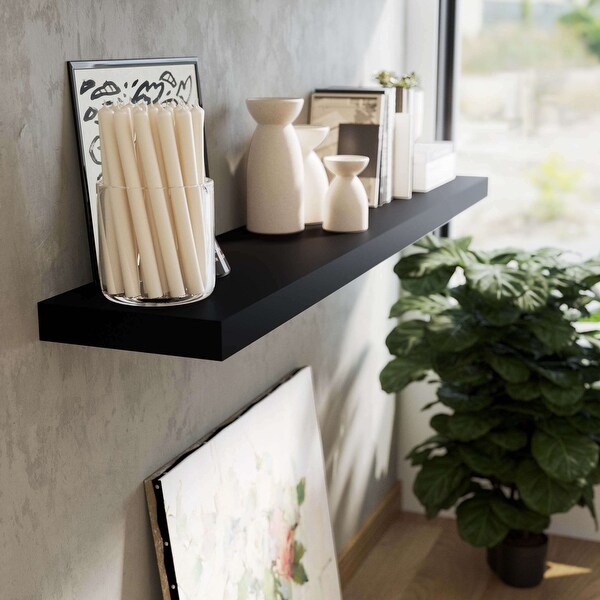 Wallniture Ronda 60 inch Floating Shelf Wall Shelves for Living Room Floating Bookshelves for Wall Black Shelf On Sale Bed Bath Beyond 40204045