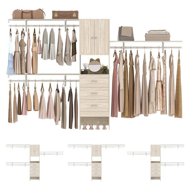 Rackcog 20.3'' - 120'' Large Closet Organizer with Doors, Closet System ...