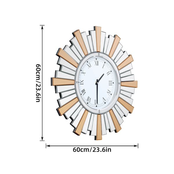 24" Round Wall Clock Retro Sunburst Art Wall Decor Clock - Bed Bath ...