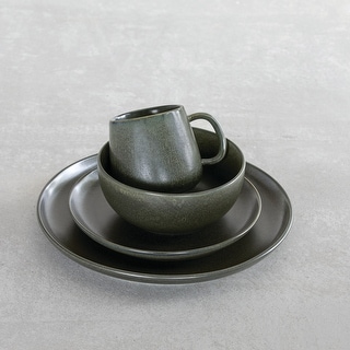 Fortessa Sound Stoneware 16 Piece Dinnerware Set, Service for 4, Forest ...