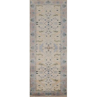 Transitional Oushak Runner Rug Hallway Hand-Knotted Wool Carpet - 2'7 ...