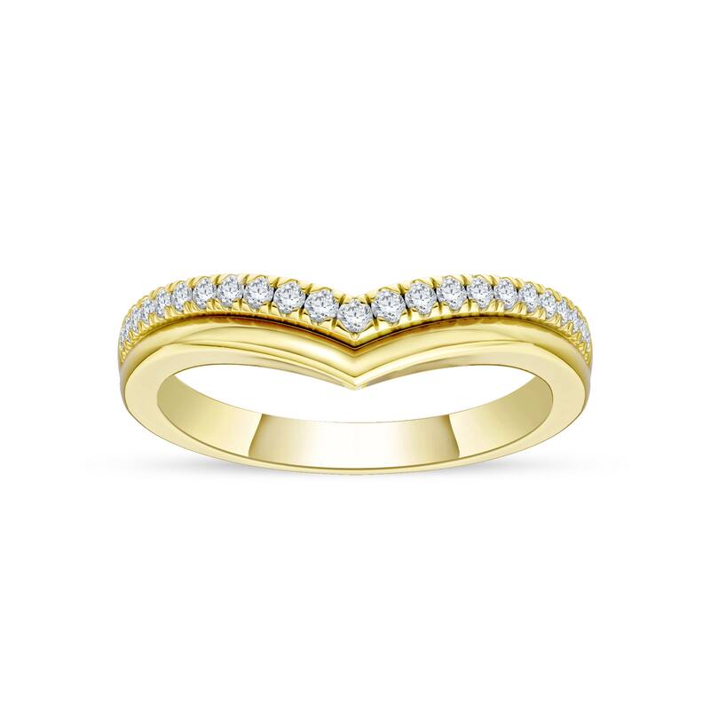 De Couer 1/10ct TDW Diamond Contour Wedding Band in 10k Gold for Women ...