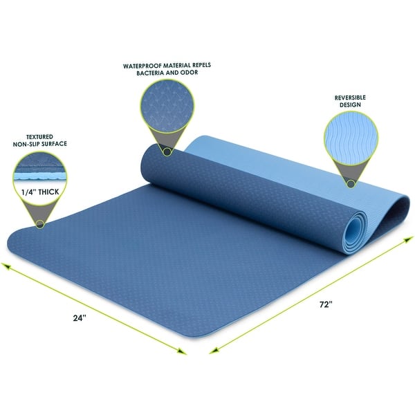 Prosource Fit Natura TPE Yoga Mat 1/4", 72" Long, Reversible - Bed Bath ...