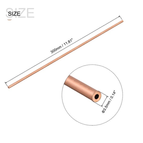 Copper Round Tube 3.5mm OD 1mm Wall Thickness 300mm Length Pipe Tubing ...