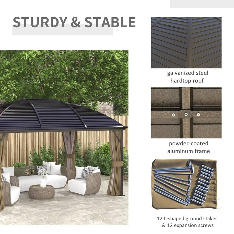 Outsunny 10' x 14' Hardtop Gazebo Canopy with Galvanized Steel Roof ...
