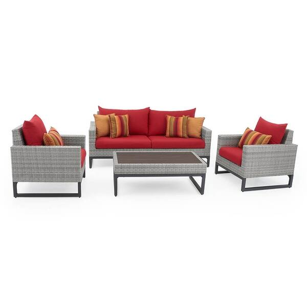 Milo 4 Piece Sunbrella Outdoor Patio Gray Seating Set - Bed Bath & Beyond - 33174511