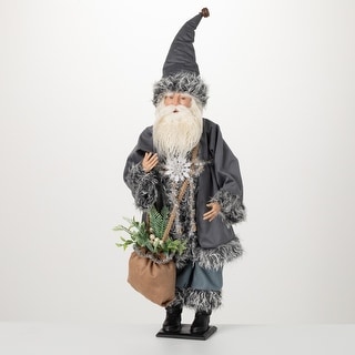 Gray Fur Earthy Santa Decorative Sculpture Multicolor 28"H - 10"L x 8"W ...