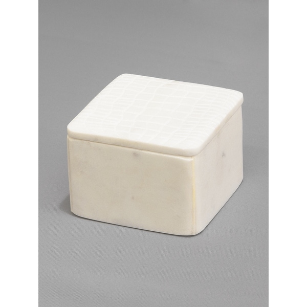 Aurora Home White Marble Box with Lid - Bed Bath & Beyond - 30600424