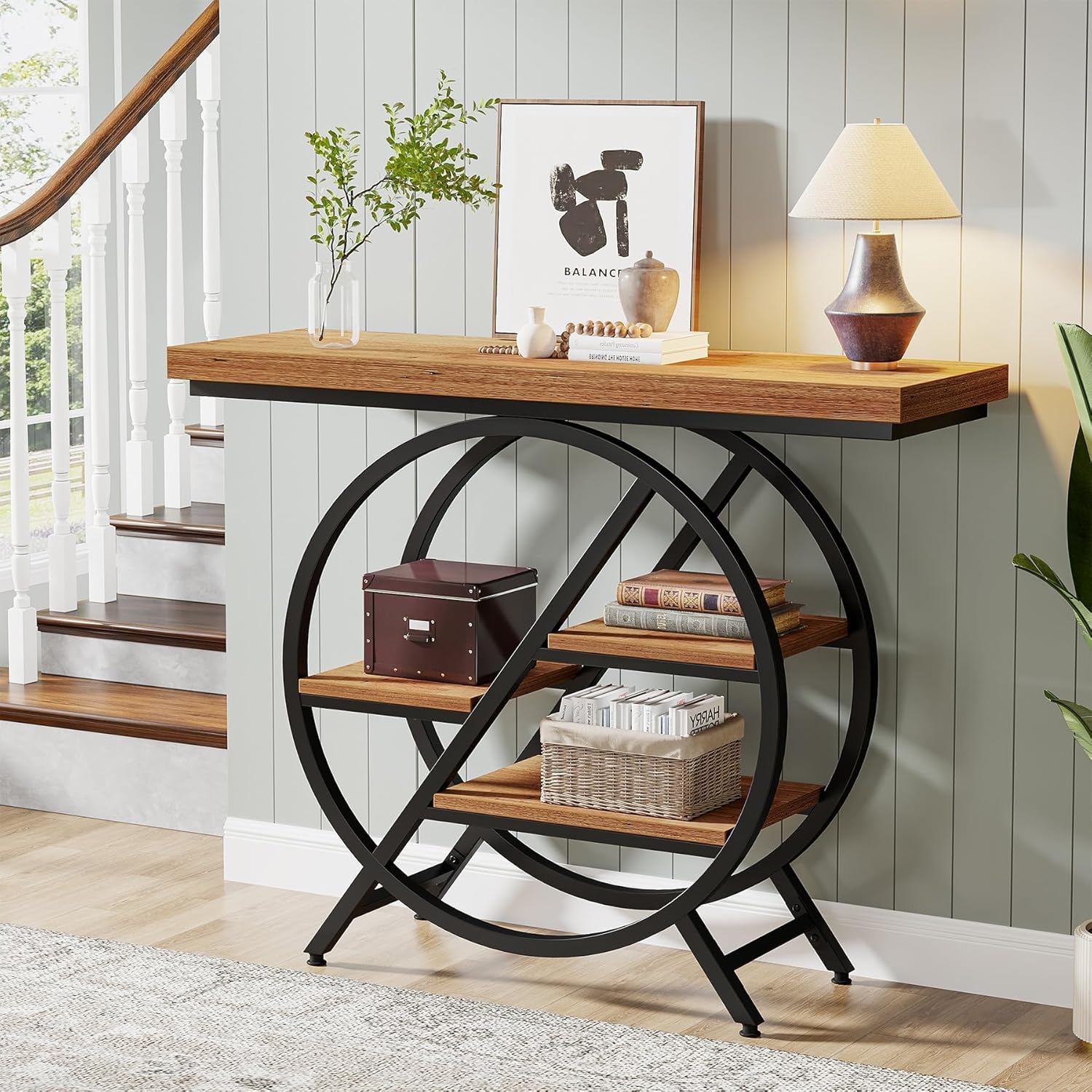 39.4 Console Table Industrial Entryway Table with Storage Shelves On Sale Bed Bath Beyond 40334198