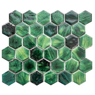 The Tile Life Agate 2x2 Green Glossy Porcelain Wall Tile - Bed Bath ...