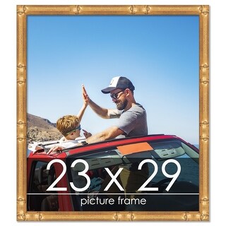23x29 Frame Gold Bamboo Solid Wood Picture Frame with UV Acrylic, Foam ...