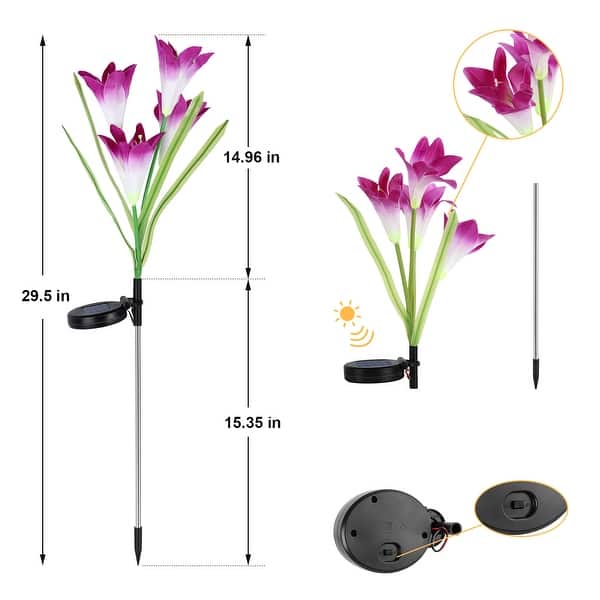 2PCS IP65 Waterproof Lily Solar Lights, Multi-color Changing - Bed Bath ...
