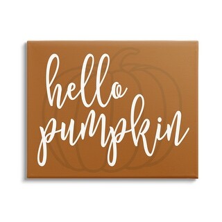 Stupell Hello Pumpkin Motif Romantic Autumn Script Phrase Canvas Wall ...