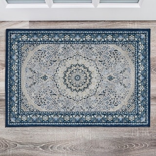 Halogen Collection Cream/Blue Area Rug - 2'2" x 3'2" - Bed Bath ...