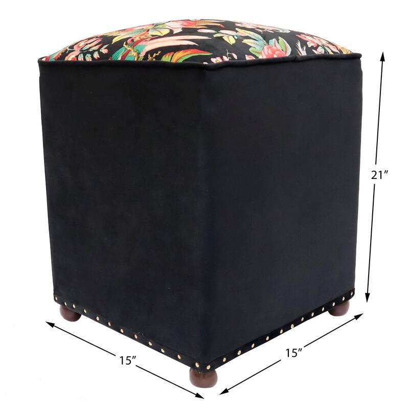 Boho Chic Chinoiserie style Christma Italian Velvet Upholstered Ottoman ...