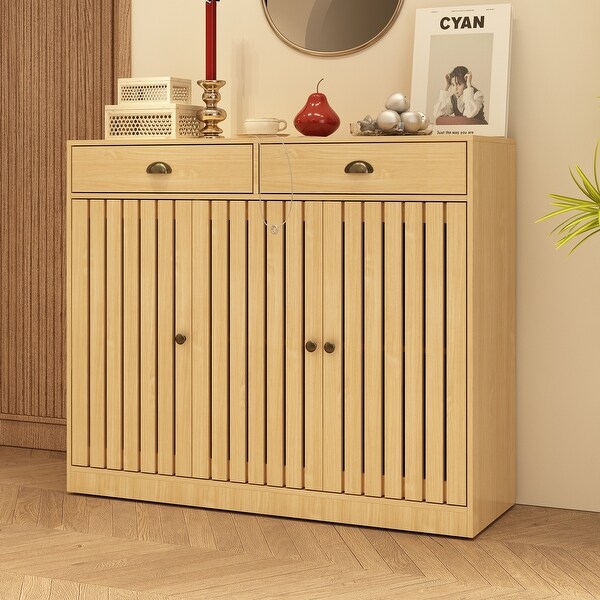 2-Tier Shoe Storage Cabinet,Wood Modern Shoe Storage Cabinet - On Sale ...