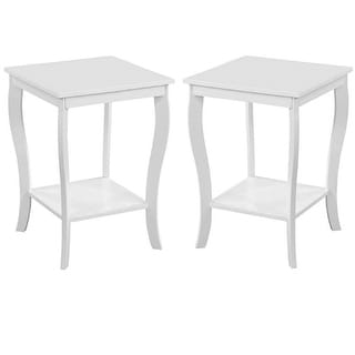 Furniture Square End Table in White Wood Finish - Set of 2 - 54 x 84 ...